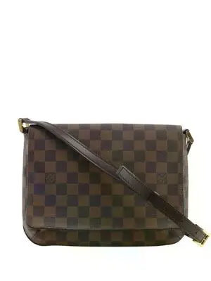 LOUIS VUITTON Damier Ebene Musette Tango Crossbody Bag - Brown