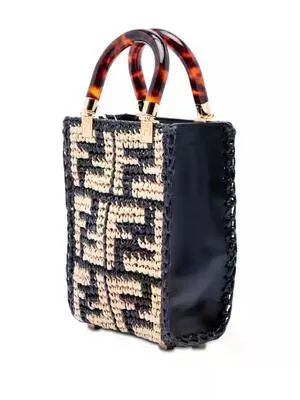 Fendi 2010-2026 Mini Zucca Raffia Sunshine Shopper Tote Satchel