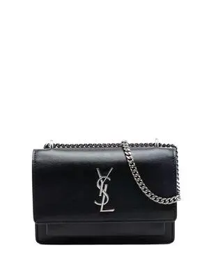 Saint Laurent 2017 Mini Calfskin Monogram Sunset Wallet On Chain Crossbody Bag - Black