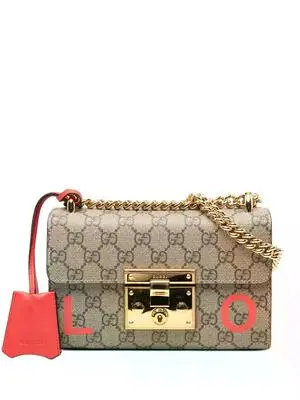 Gucci Small Gg Supreme Love Padlock Crossbody Shoulder Bag - Neutrals