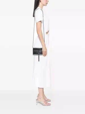 Saint Laurent Metallic Suede Monogram Kate Tassel Wallet On Chain - Silver