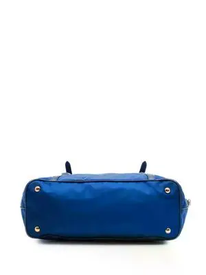 Prada Saffiano Leather Trimmed Tessuto Zip Top Convertible Tote Satchel