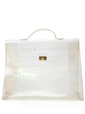 Hermès 20th Century Vinyl Souvenir De L Exposition Kelly Handbag - White