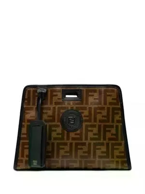 Fendi 2010-2026 Small Zucca Coated Canvas Peekaboo Defender Clutch Bag - Brown