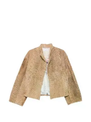 LISKA High-neck Textured Jacket - Neutrals