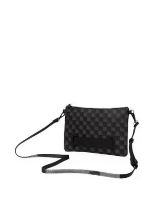 SPRAYGROUND Check-pattern Shark-motif Clutch Bag - Black