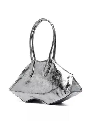 Alexander McQueen Manta Metallic Shoulder Bag - Silver