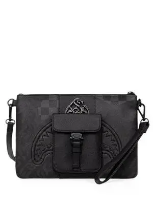 SPRAYGROUND Check-pattern Shark-mouth Clutch Bag - Black