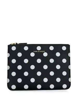Comme Des Garçons Polka-dot Zip-top Pouch - Black