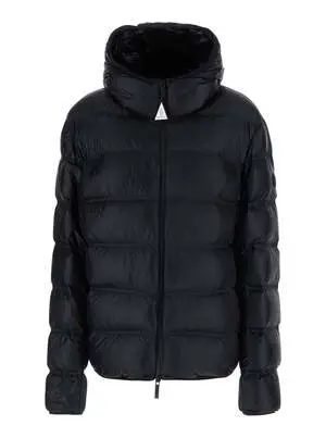 Moncler Guadiana' Black Down Jacket With Logo Plate On Zipper And Logo Patch On Sleeve In Tech Fabric For - Multicolor