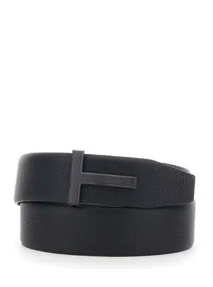TOM FORD TOM FORD Icon T Belt In Grained Leather Multicolor