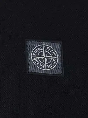 Stone Island Black Polo Shirt With Classic Collar And Logo Patch On The Front In Cotton - Multicolor