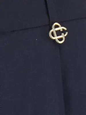 Casablanca Wool Trousers With Front Pleats And Logo Plate