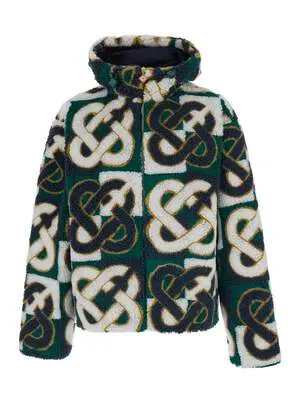 Casablanca Monogram Wool Blend Hooded Jacket - Multicolor