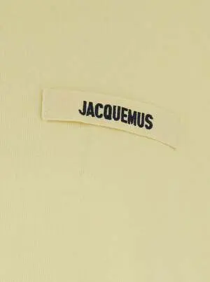 Jacquemus Le T-shirt Gros Grain' Yellow Crew Neck T-shirt With Logo Patch On The Front In Cotton For - Multicolor