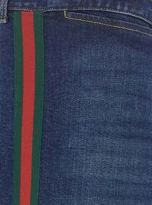 Gucci Blue Denim Jeans With Web Stripe Detail - Multicolor