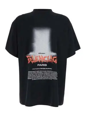 Balenciaga Crew Neck T-shirt With Maxi Logo Print On The Front In Cotton For - Black