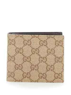 Gucci Gucci Men Beige Bi-Fold Wallet With Logo Lettering On The Inside In Gg Canvas For Men Cream