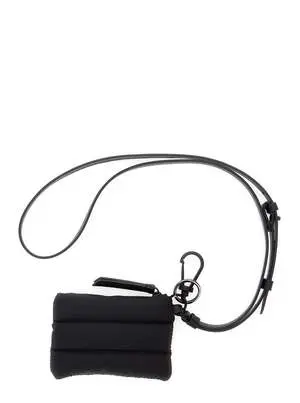 Moncler Caradoc' Black Cardholder With Logo Patch On The Front And Adjustable And Removable Strap In Fabric For
