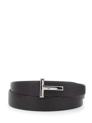 TOM FORD Leather Belt With T Buckle - Brown