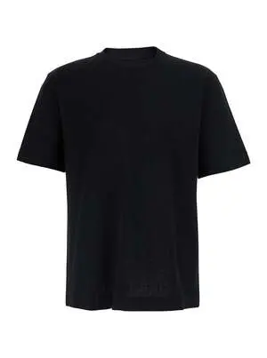 Fendi Black Crew Neck T-shirt With All-over Ff Motif In Cotton For - Multicolor