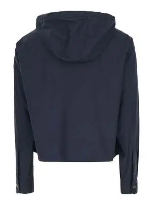 Moncler Navy Stretch Cotton Jacket With Removable Hood - Multicolor