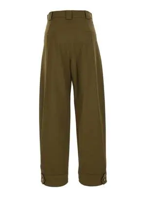Max Mara Cotton Pants With Button Hem Detail - Multicolor