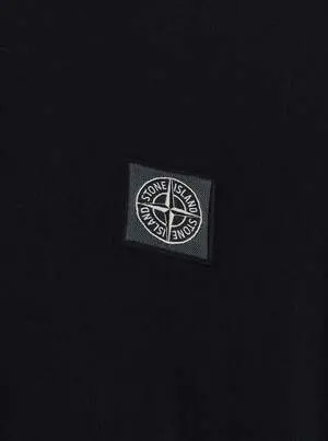 Stone Island Crew Neck Heavyweight With Short Sleeves And Patch, Tech Fabric - Black
