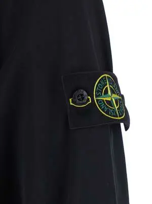 Stone Island Shirt With Classic Collar And Logo Patch On The Sleeve In Cotton For - Black