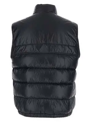 Moncler Sleeveless Down Jacket With High Collar And Logo Patch - Multicolor