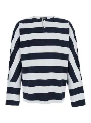 Jacquemus Blue Long Sleeve T-shirt With Logo On Front In Cotton For - Multicolor