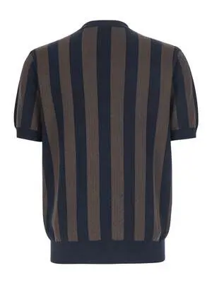 Fendi Crew Neck T-shirt With Striped Motif - Multicolor