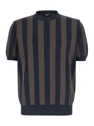 Fendi Crew Neck T-shirt With Striped Motif - Multicolor