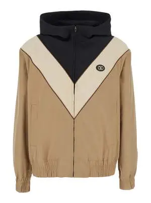 Valentino Garavani Tech Fabric Hooded Jacket With Vlogo Patch - Multicolor
