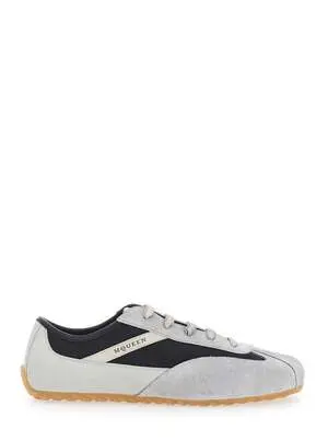 Alexander McQueen Suede Low Top Sneakers With Bicolor Details And Logo Lettering - Gray
