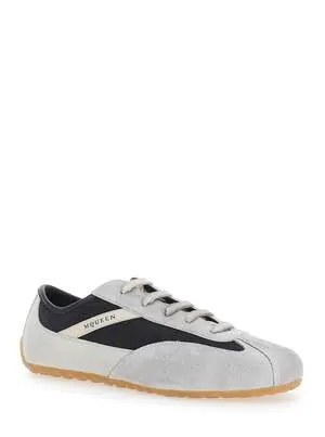 Alexander McQueen Suede Low Top Sneakers With Bicolor Details And Logo Lettering - Gray