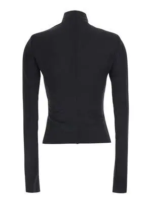 Rick Owens Black Cropped Jacket With High Collar And Asymmetrical Zip Closure - Multicolor