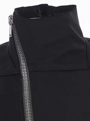 Rick Owens Black Cropped Jacket With High Collar And Asymmetrical Zip Closure - Multicolor