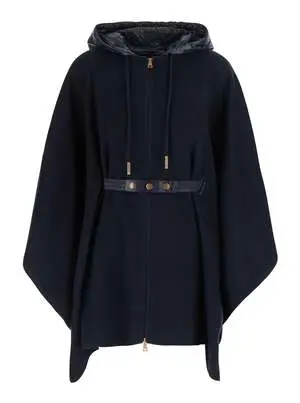 Moncler Moncler Tech Fabric Cape With Removable Hood And Belt Multicolor