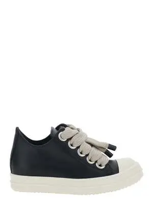 Rick Owens Jumbolace' Black Low Top Sneakers With Oversized Laces And Chunky Sole In Leather For - Multicolor