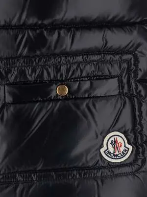 Moncler Black Tech Fabric Vest With Logo Patch And Zipper Detail - Multicolor