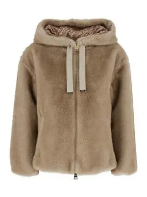 Herno Hooded Jacket With Drawstring In Eco-leather - Multicolor