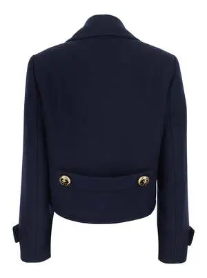 Balenciaga Cropped Wool Jacket With Notched Revers And Halfbelt - Multicolor