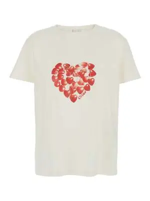 Chloé White T-shirt With Round Neckline And Short Sleeves In Cotton For - Multicolor