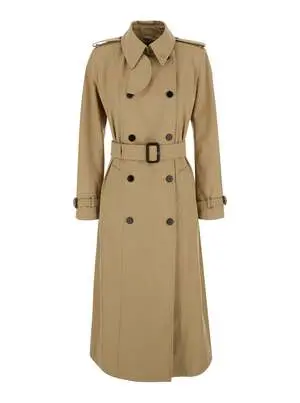 GUCCI Gucci Women Beige Trench Coat With Adjustable Belt At The Front In Cotton For Women