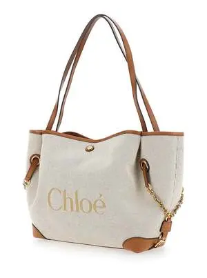 Chloé Clover" Cotton Tote Bag With Logo - Multicolor