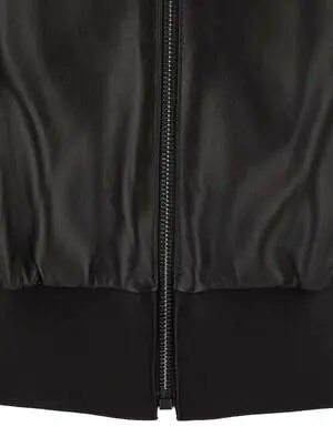 Gucci Leather Cropped Bomber Jacket With High Collar - Multicolor