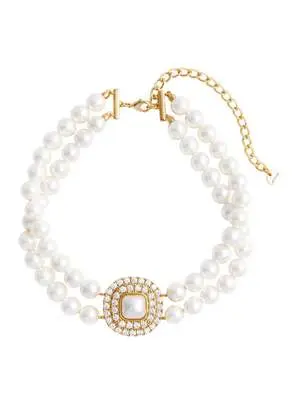 SELF-PORTRAIT Pearl And Crystal Embellished Choker Necklace - Multicolor