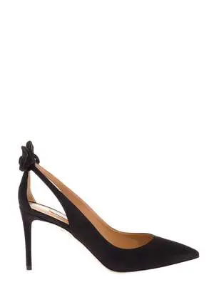 AQUAZZURA AQUAZZURA Suede Pointed Toe Pumps With Bow Detail