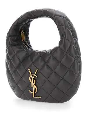 Saint Laurent Quilted Leather Handbag With Cassandre Plate - Gray
